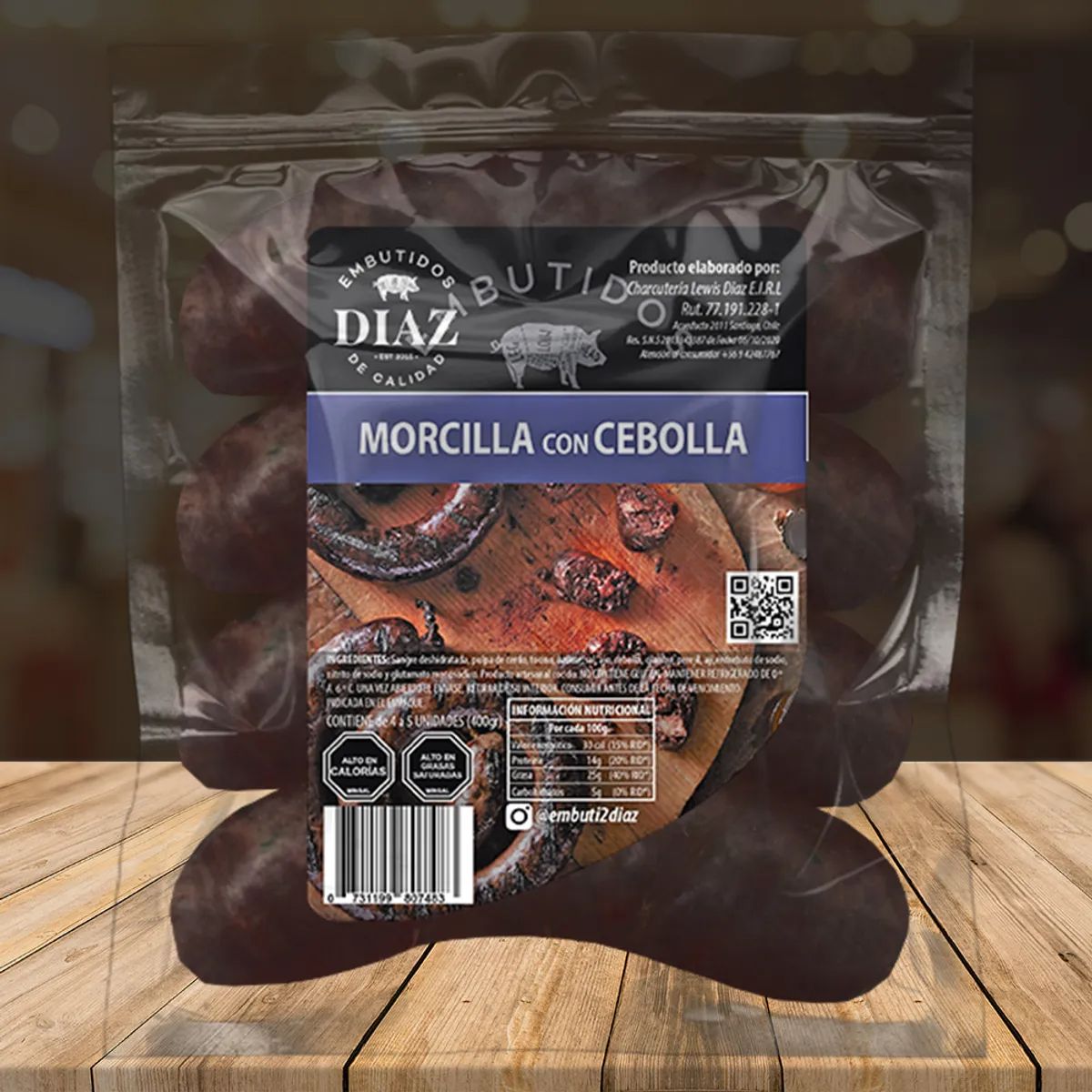 MORCILLA CON CEBOLLA 400G – Embutidos Diaz