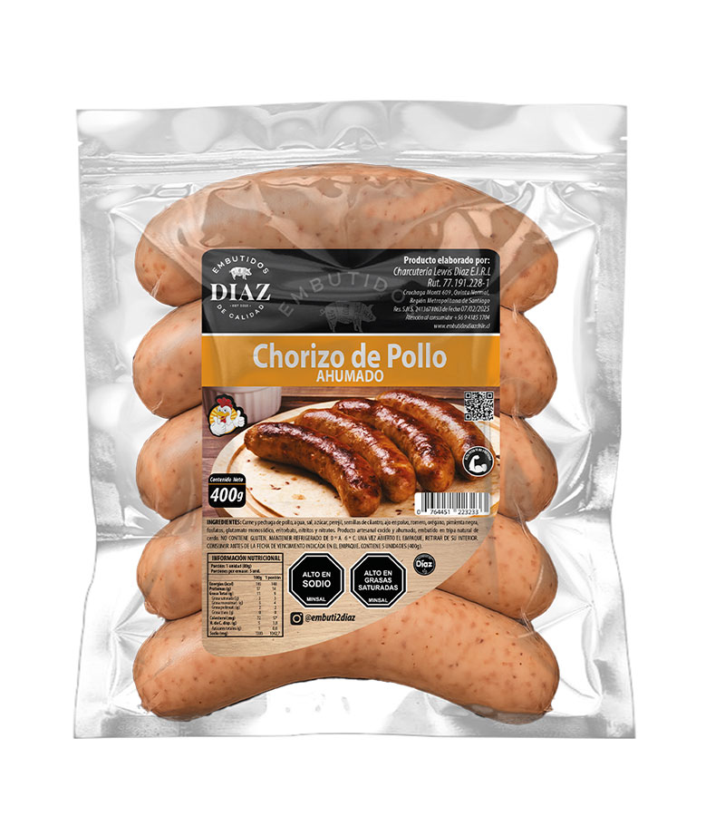 CHORIZO DE POLLO COCIDO 400G – Embutidos Diaz