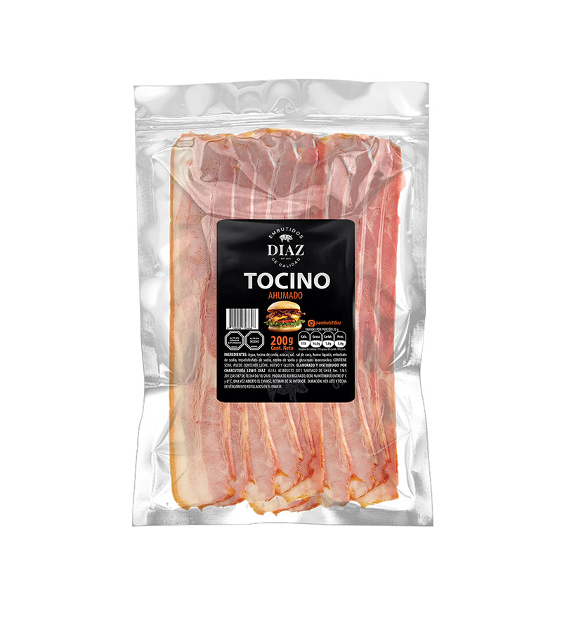 TOCINO AHUMADO REBANADO 200G – Embutidos Diaz